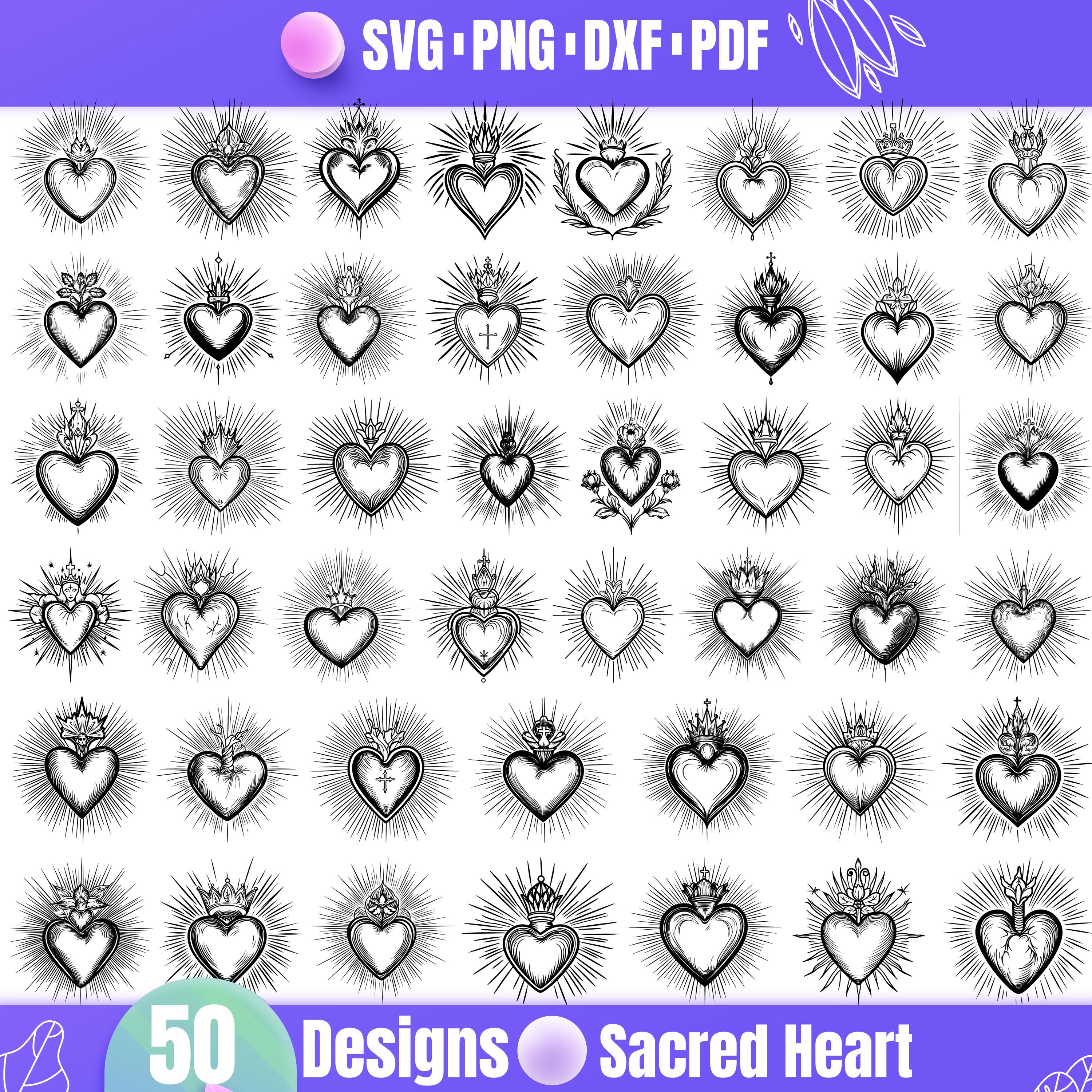 High Quality Sacred Heart SVG Bundle, Sacred Heart Dxf, Sacred Heart ...
