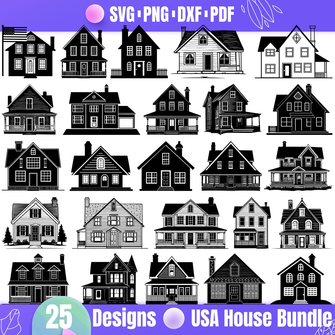 High Quality USA House SVG Bundle, House Dxf, House Png, House Vector ...