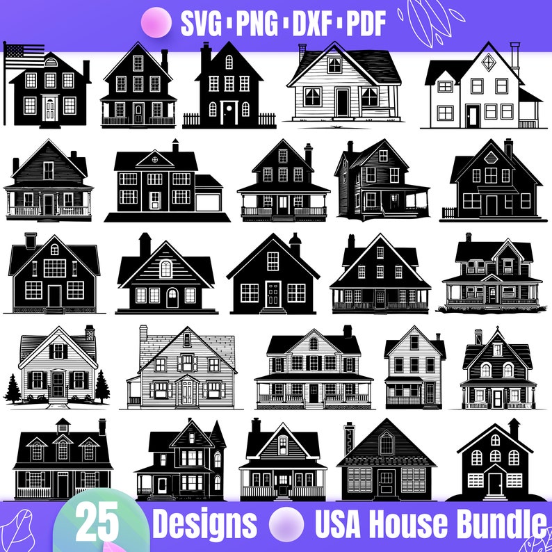 High Quality USA House SVG Bundle, House Dxf, House Png, House Vector ...