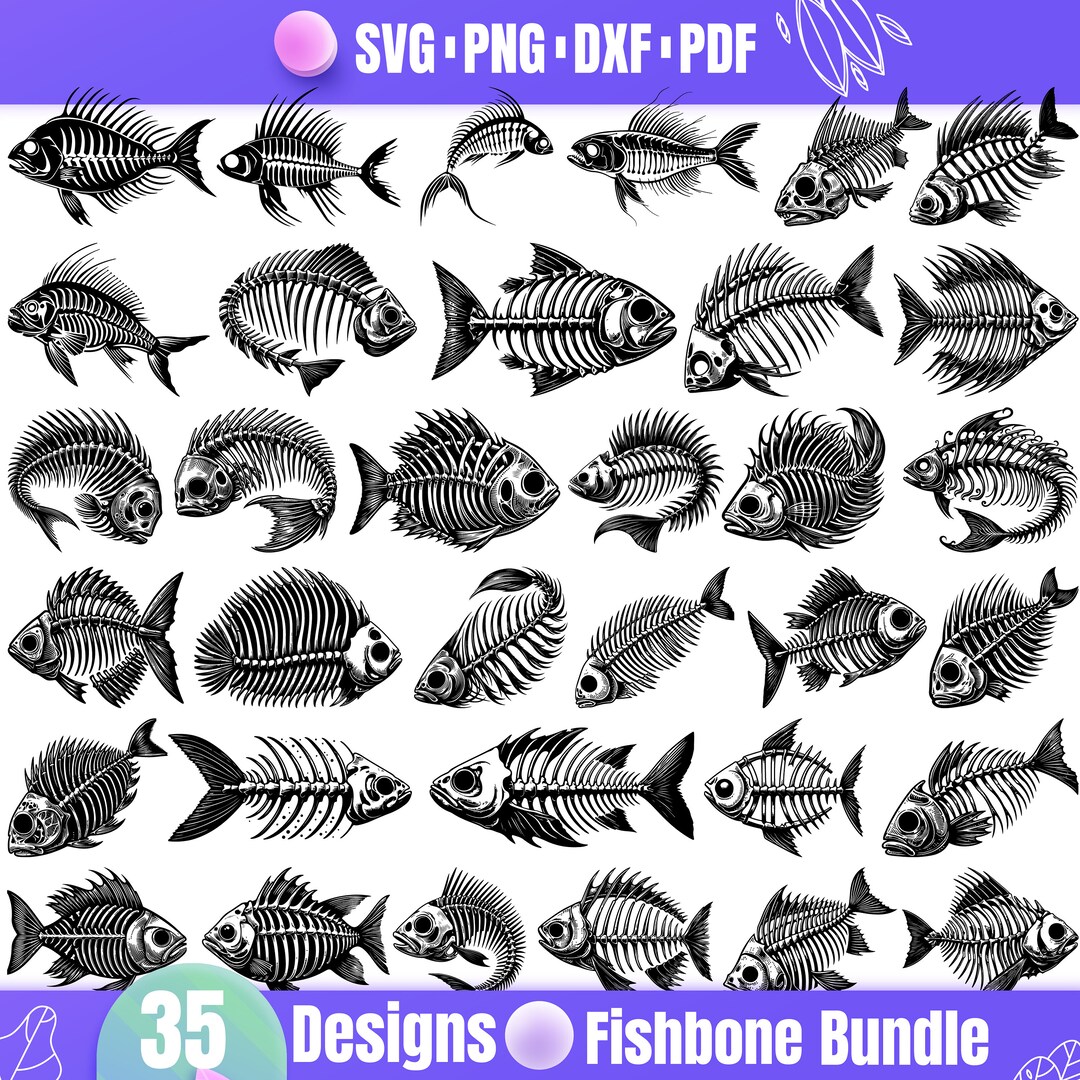 High Quality Fishbone SVG Bundle, Fishbone Dxf, Fishbone Png, Fishbone ...