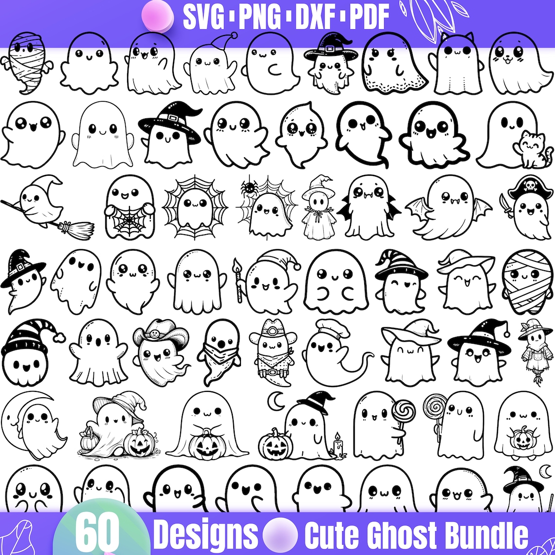 High Quality Cute Ghost SVG Bundle, Cute Halloween Svg, Cute Ghost Dxf ...