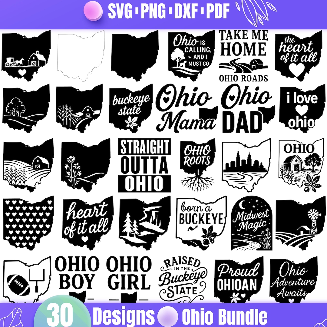 Ohio SVG Bundle | 30 State Designs | Buckeye State, Ohio Roots, Cricut ...
