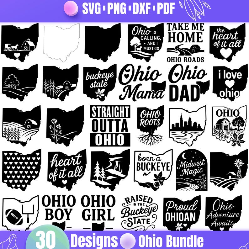 Ohio SVG Bundle | 30 State Designs | Buckeye State, Ohio Roots, Cricut ...