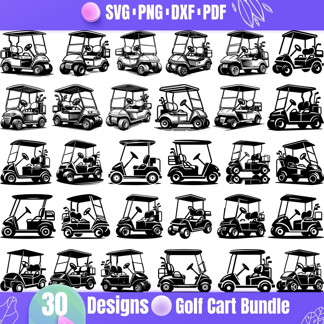 High Quality Golf Cart SVG Bundle, Golf Cart Dxf, Golf Cart Png, Golf ...