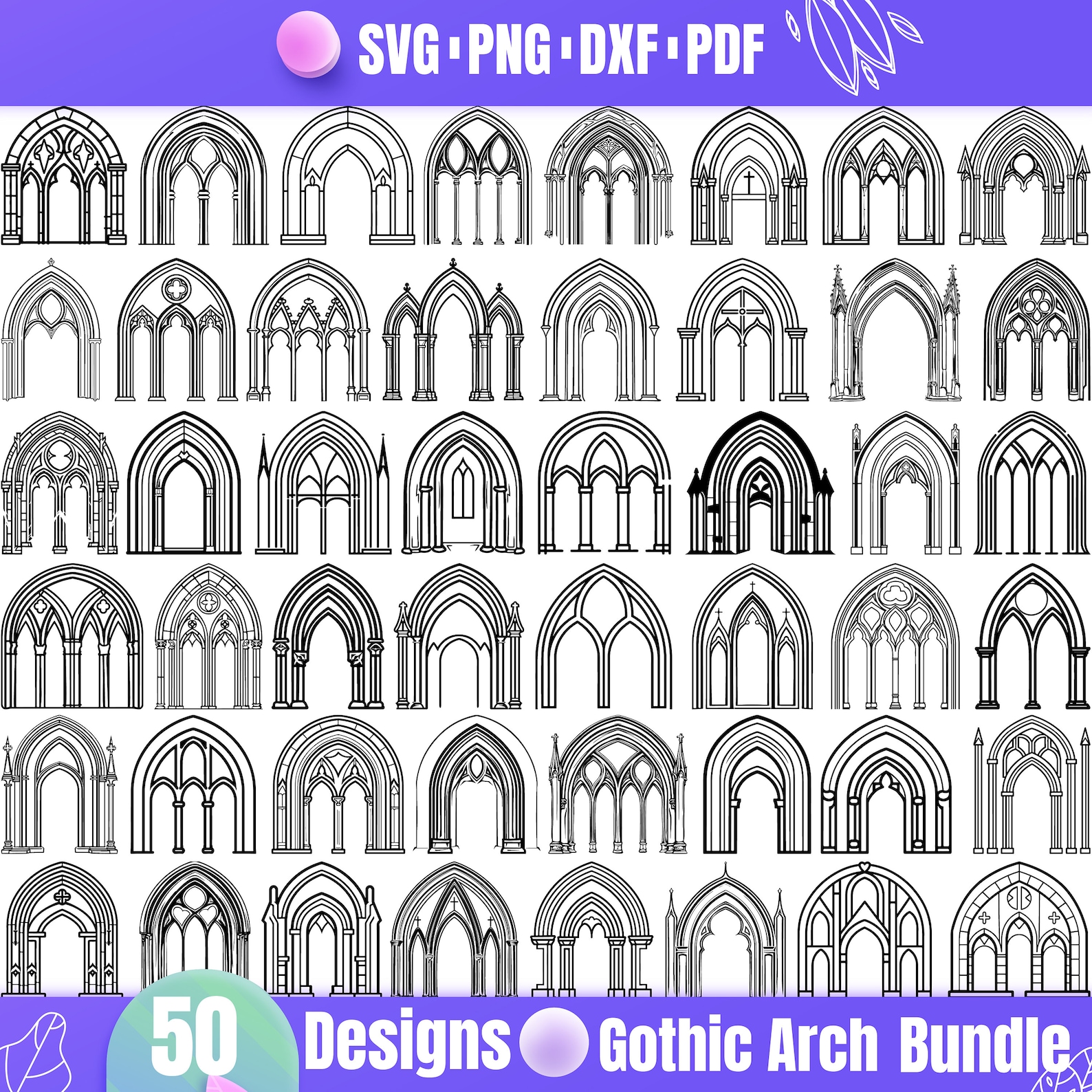 High Quality Gothic Arch SVG Bundle, Gothic Arch Dxf, Gothic Arch Png ...
