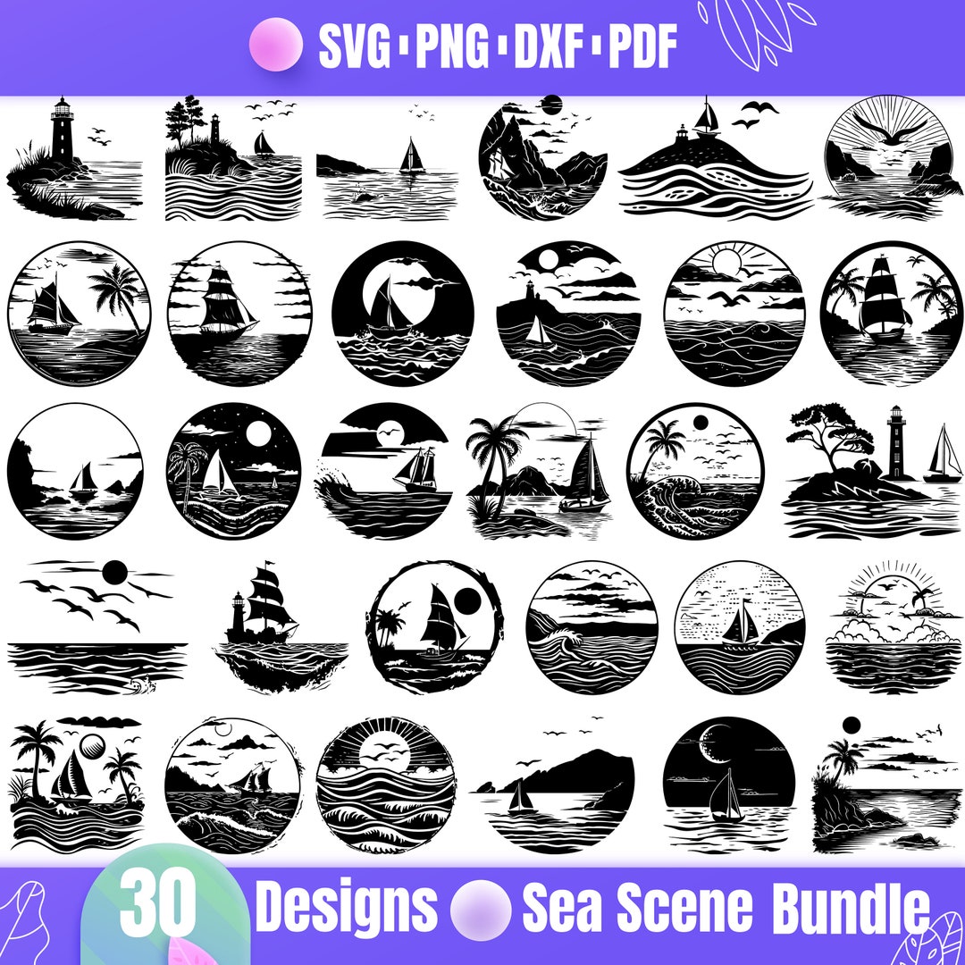 High Quality Sea Scene SVG Bundle, Sea Scene Dxf, Sea Scene Png, Sea ...