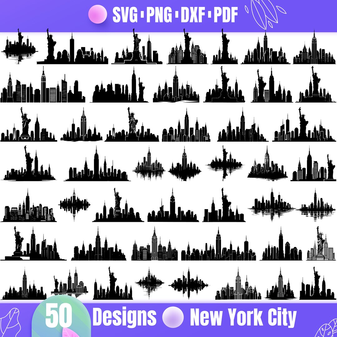 High Quality New York SVG Bundle, New York Skyline, New York Dxf, New ...