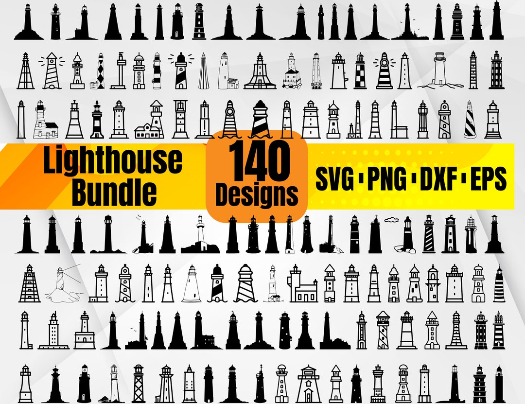 Lighthouse SVG Bundle | 140 Designs | Svg Png Dxf Eps for Cricut, Laser ...