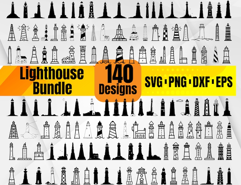 Lighthouse SVG Bundle | 140 Designs | Svg Png Dxf Eps for Cricut, Laser ...