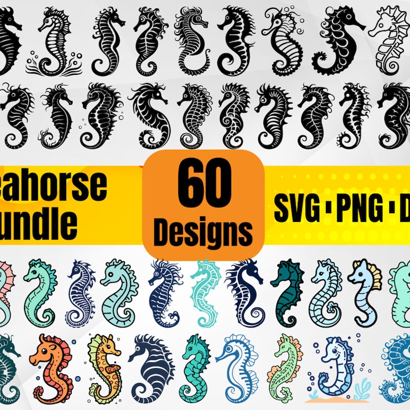 Seahorse Svg - Etsy