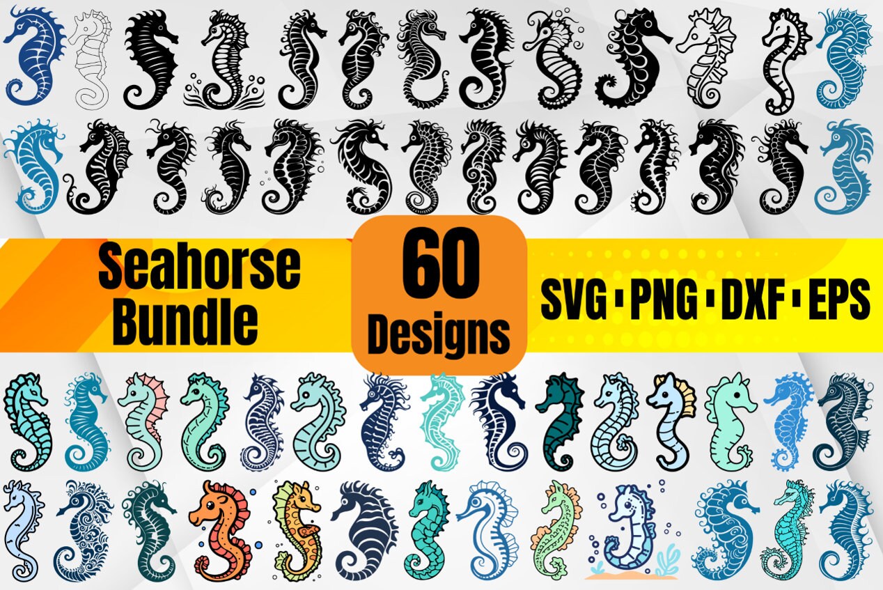High Quality Seahorse SVG Bundle, Seahorse Dxf, Seahorse Png, Seahorse ...