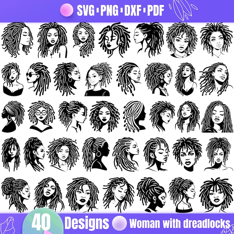 High Quality Dreadlocks SVG Bundle, Dreadlocks Dxf, Dreadlocks Png ...