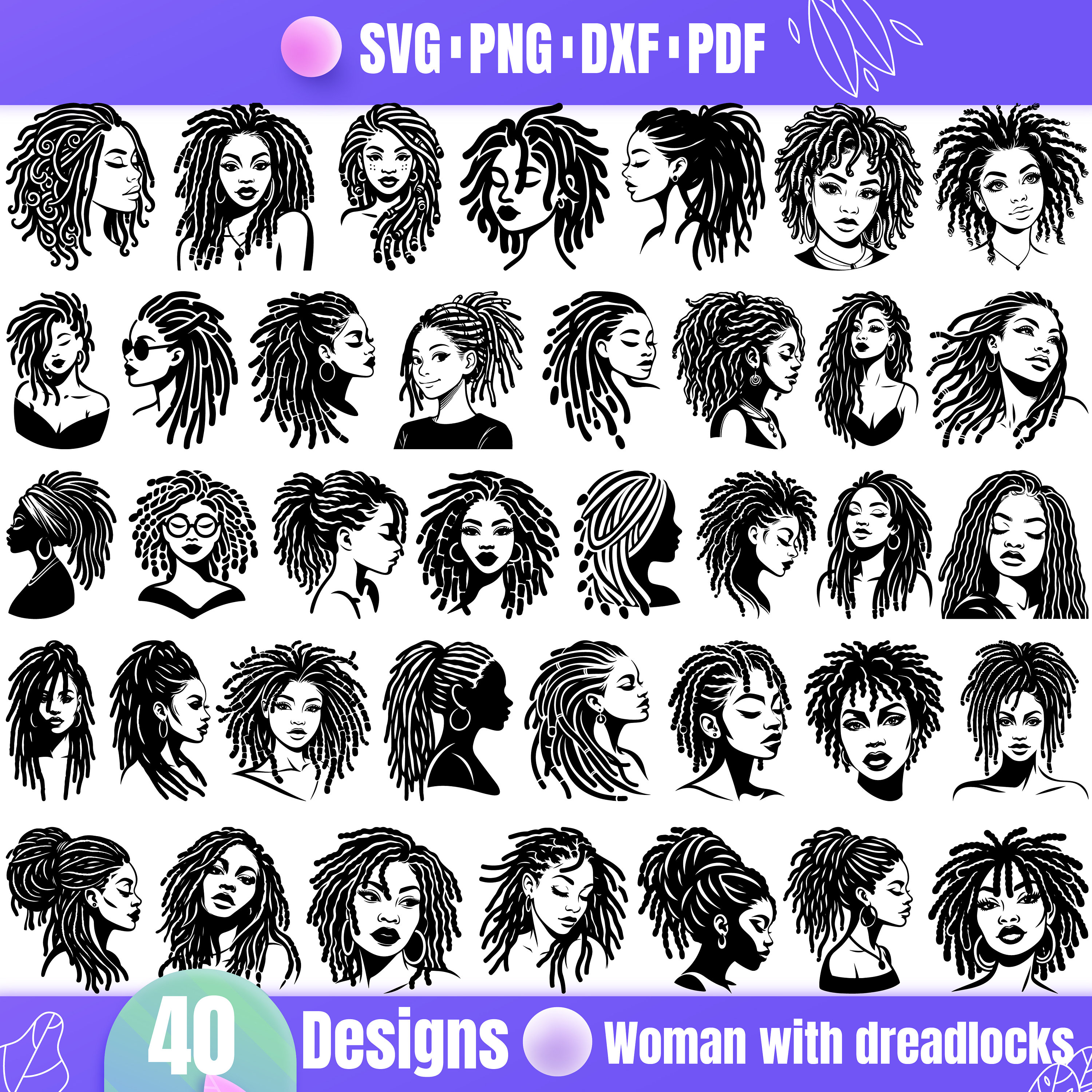 High Quality Dreadlocks SVG Bundle, Dreadlocks Dxf, Dreadlocks Png ...