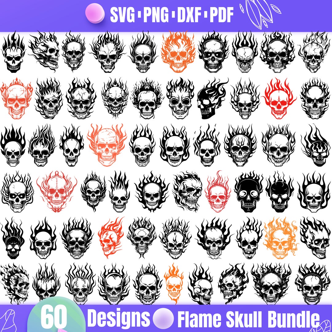 High Quality Flame Skull SVG Bundle, Fire Skull Svg, Flame Skull Dxf ...