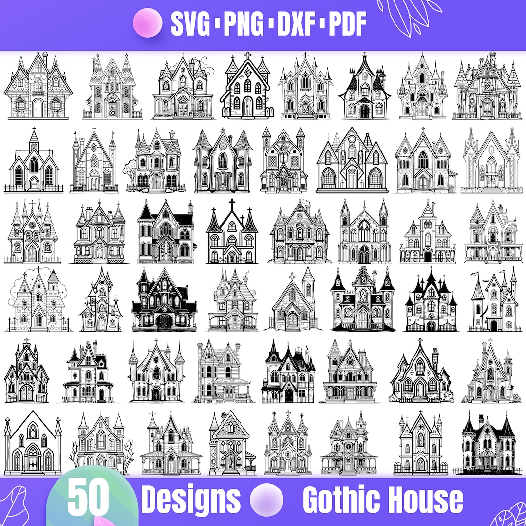 High Quality Gothic House SVG Bundle, Gothic House Dxf, Gothic House ...