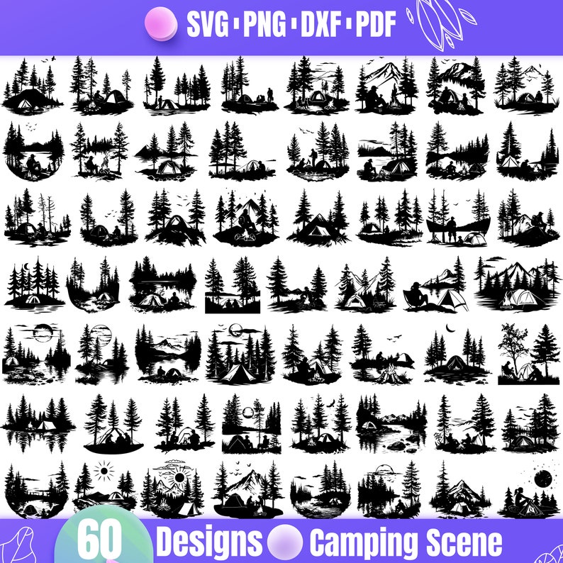 High Quality Camping Scene SVG Bundle, Camping Scene Dxf, Camping Scene ...