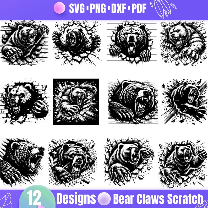 Wild Bear Scratch Svg Rugged Nature-inspired Design for DIY Projects - Etsy