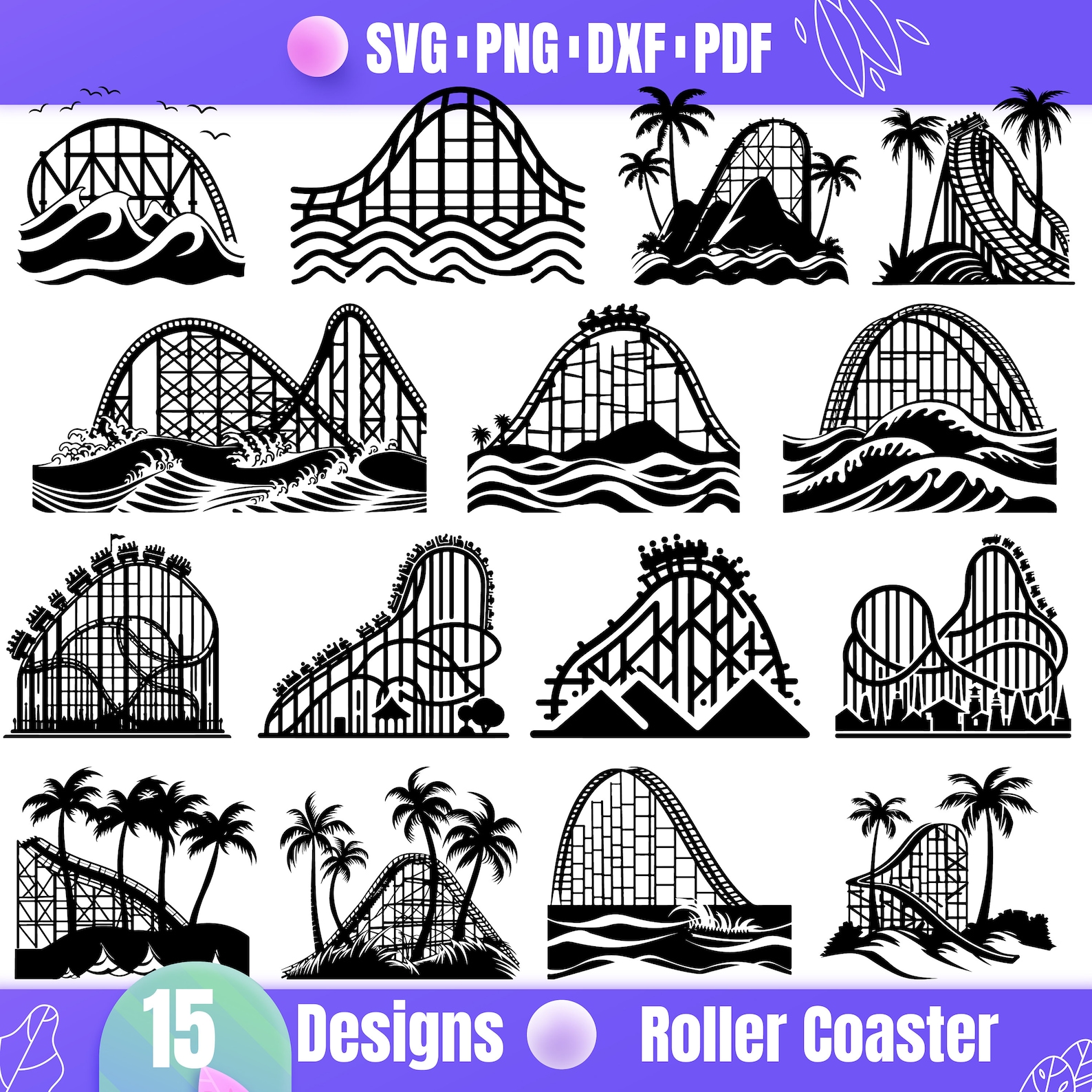 High Quality Roller Coaster SVG Bundle, Roller Coaster Dxf, Roller ...