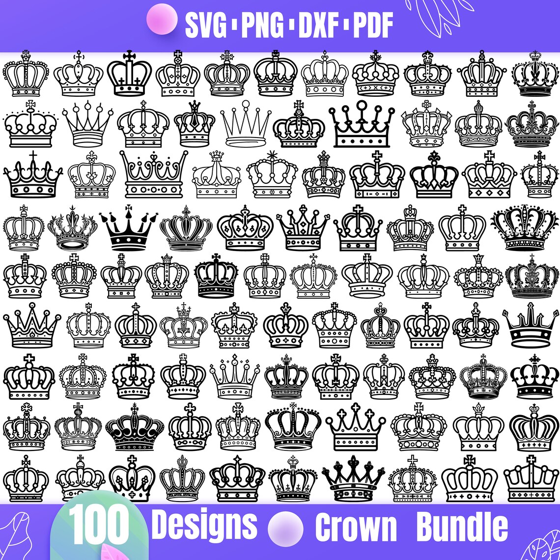 High Quality Crown SVG Bundle, Crown Dxf, Crown Png, Crown Vector ...
