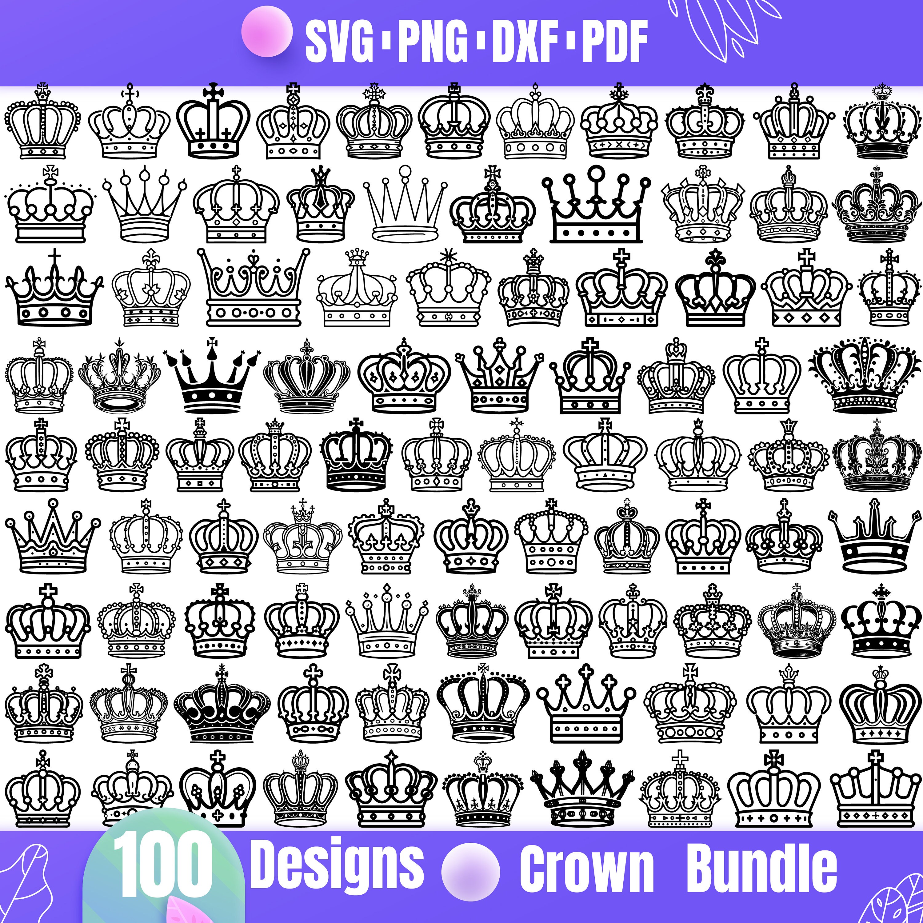 High Quality Crown SVG Bundle, Crown Dxf, Crown Png, Crown Vector ...