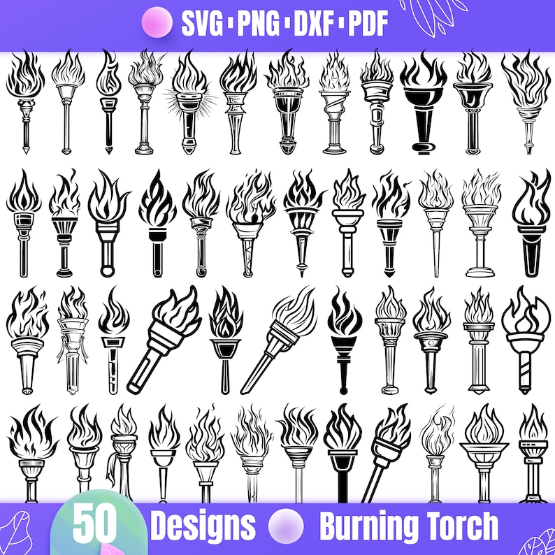 High Quality Burning Torch SVG Bundle, Burning Torch Dxf, Burning Torch ...