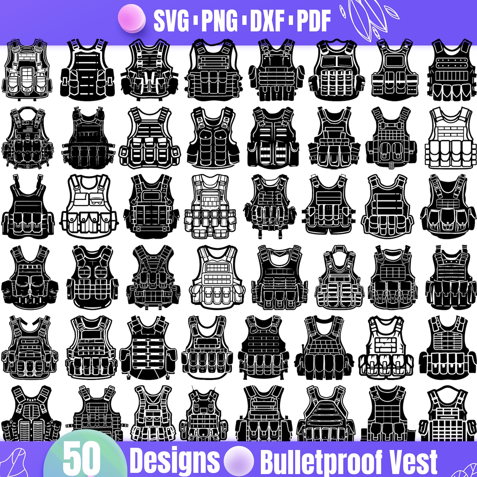 High Quality Bulletproof Vest SVG Bundle, Tactical Vest Svg, Military ...