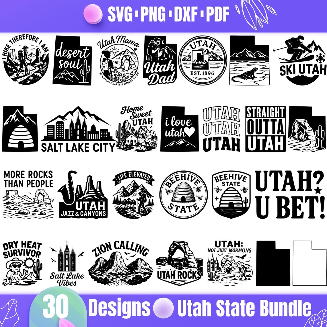 Utah SVG Bundle | 30 Utah State Designs | Desert Soul Home | Sweet Utah ...