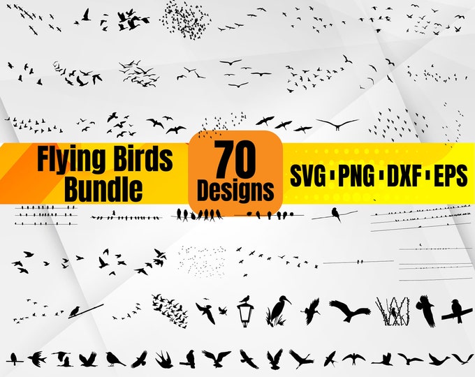 Flying Birds SVG Bundle\ Flying Bird Svg\ Flock of Flying Birds Svg ...