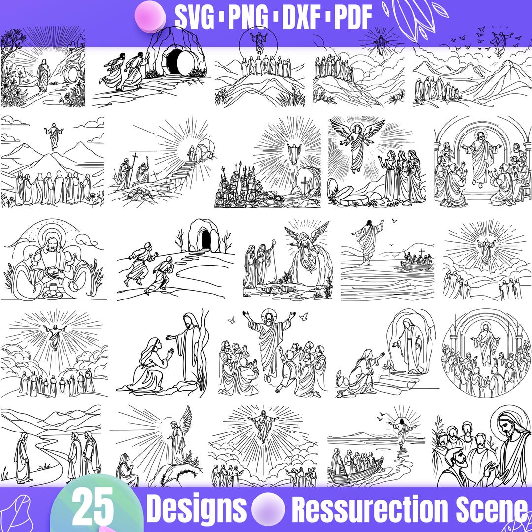 Resurrection Scene SVG Bundle, Resurrection Line Art, Jesus ...