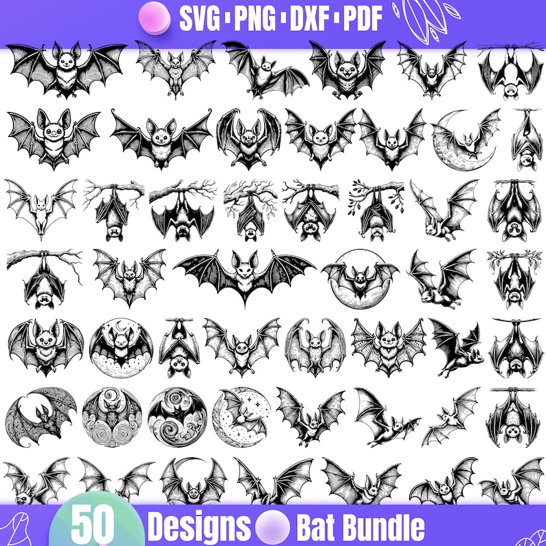 High Quality Bat SVG Bundle, Bat Dxf, Bat Png, Bat Vector, Bat Clipart ...