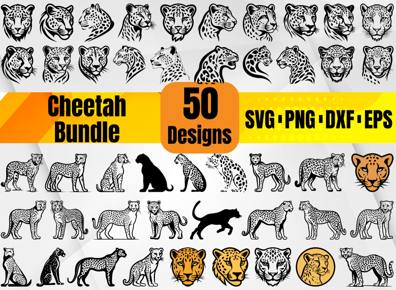 High Quality Cheetah SVG Bundle Cheetah Head Svg Cheetah - Etsy