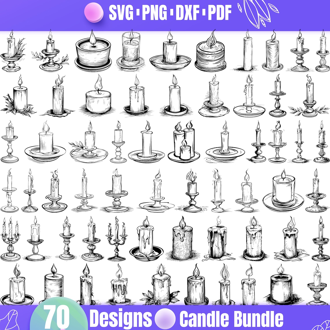 High Quality Candle SVG Bundle, Candle Dxf, Candle Png, Candle Vector ...