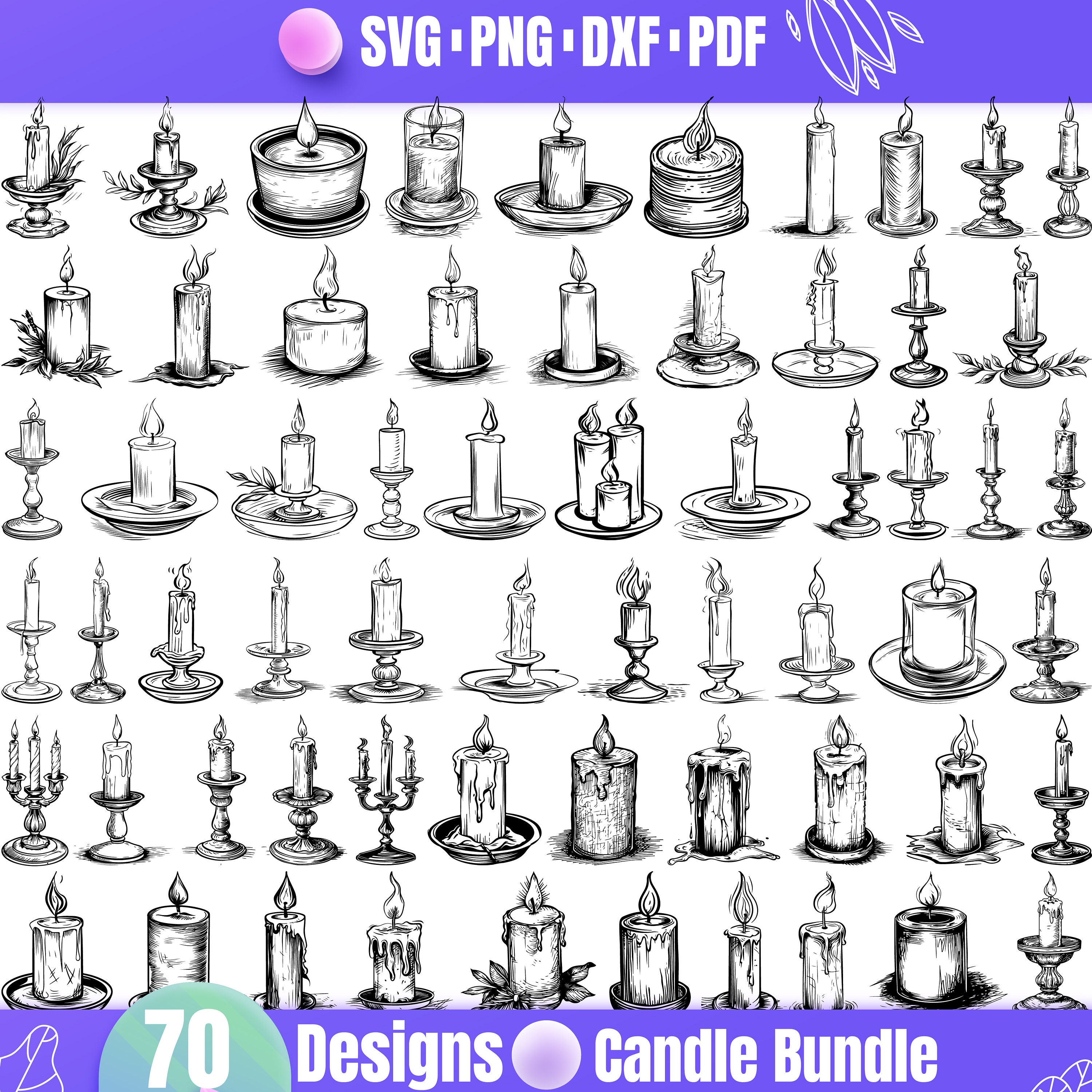 High Quality Candle SVG Bundle, Candle Dxf, Candle Png, Candle Vector ...