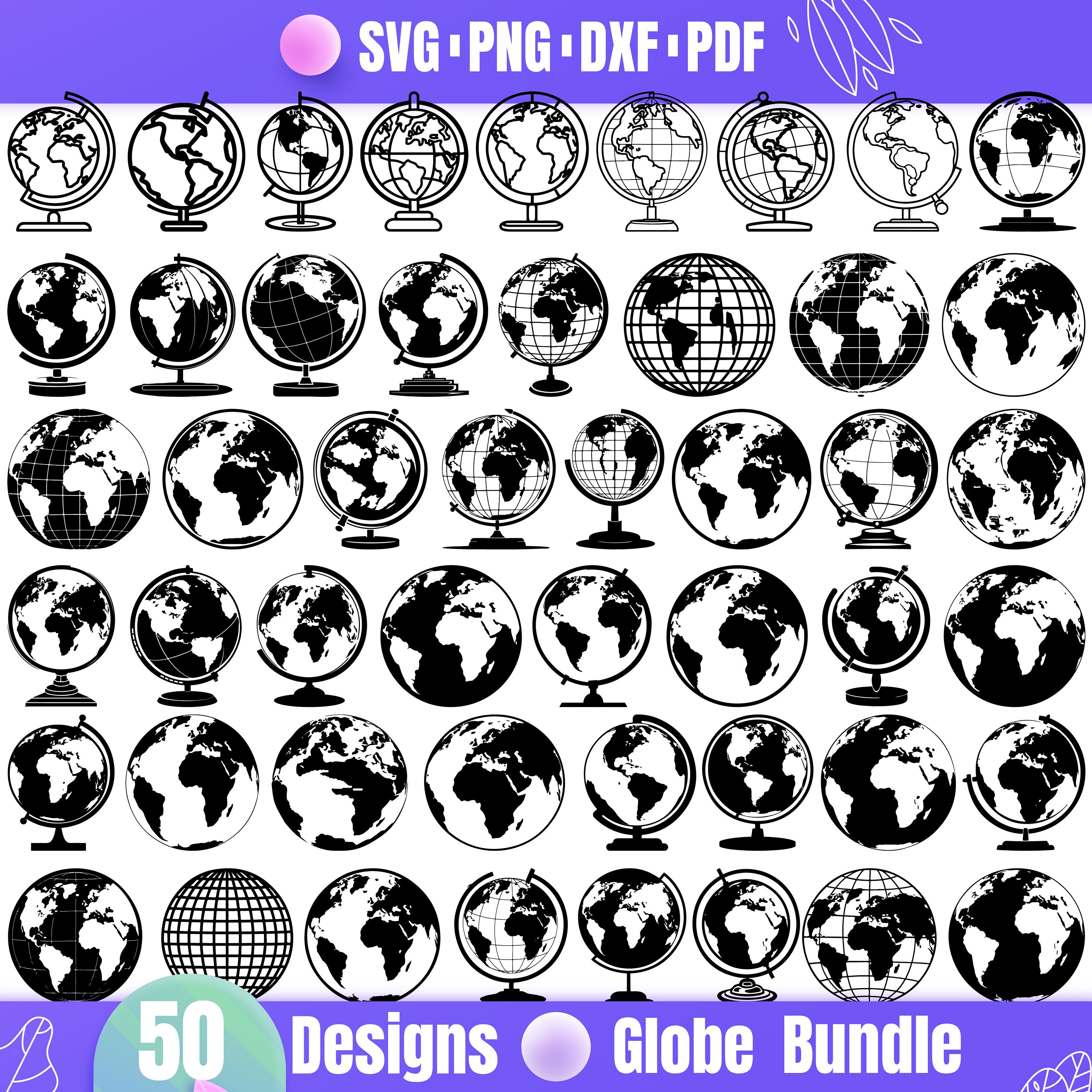 High Quality Globe SVG Bundle, Globe Dxf, Globe Png, Globe Vector ...