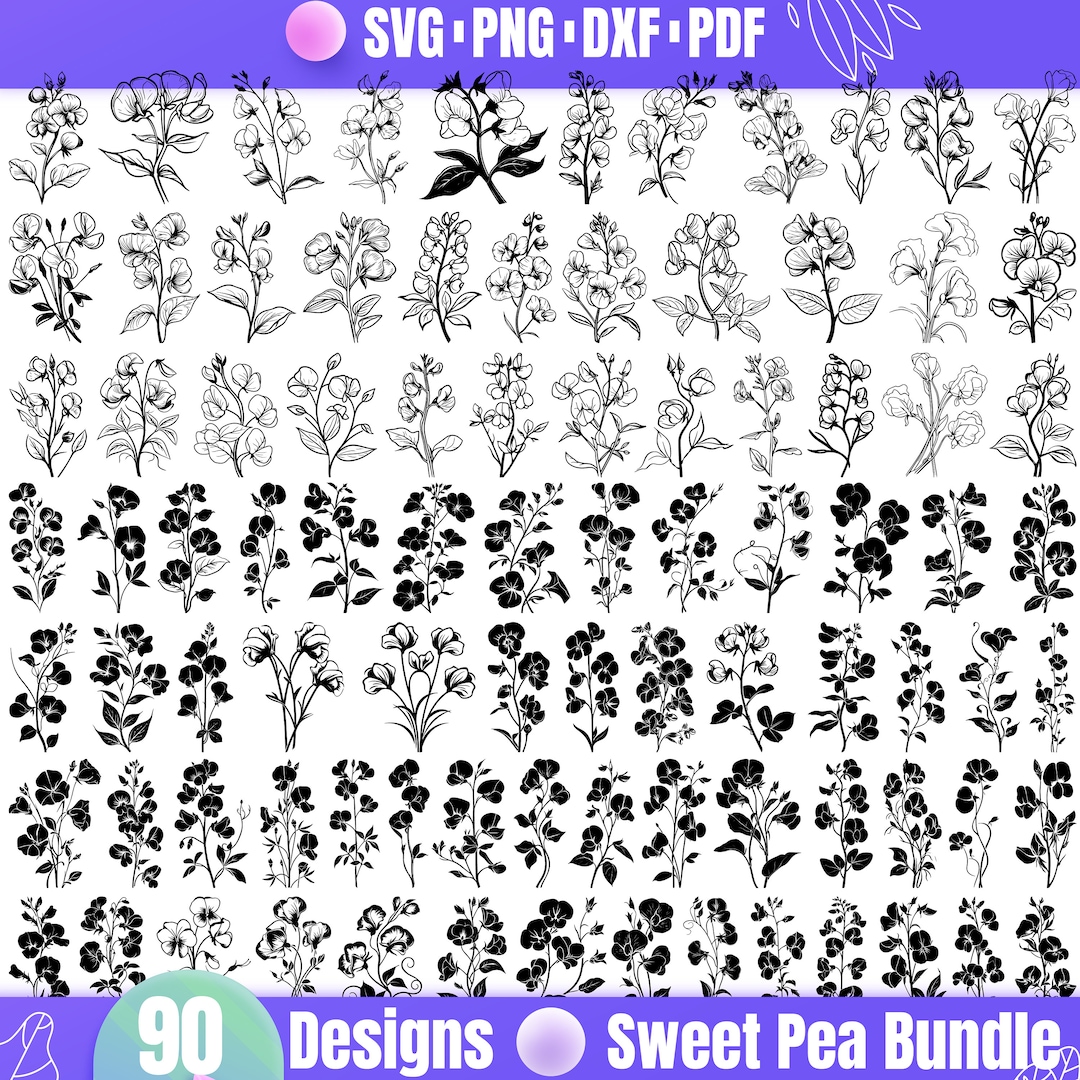 High Quality Sweet Pea SVG Bundle, Sweet Pea Dxf, Sweet Pea Png, Sweet ...