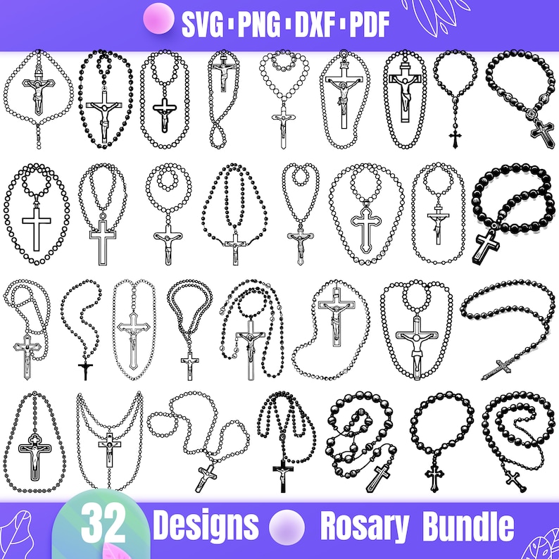 High Quality Rosary SVG Bundle, Rosary Dxf, Rosary Png, Rosary Vector ...