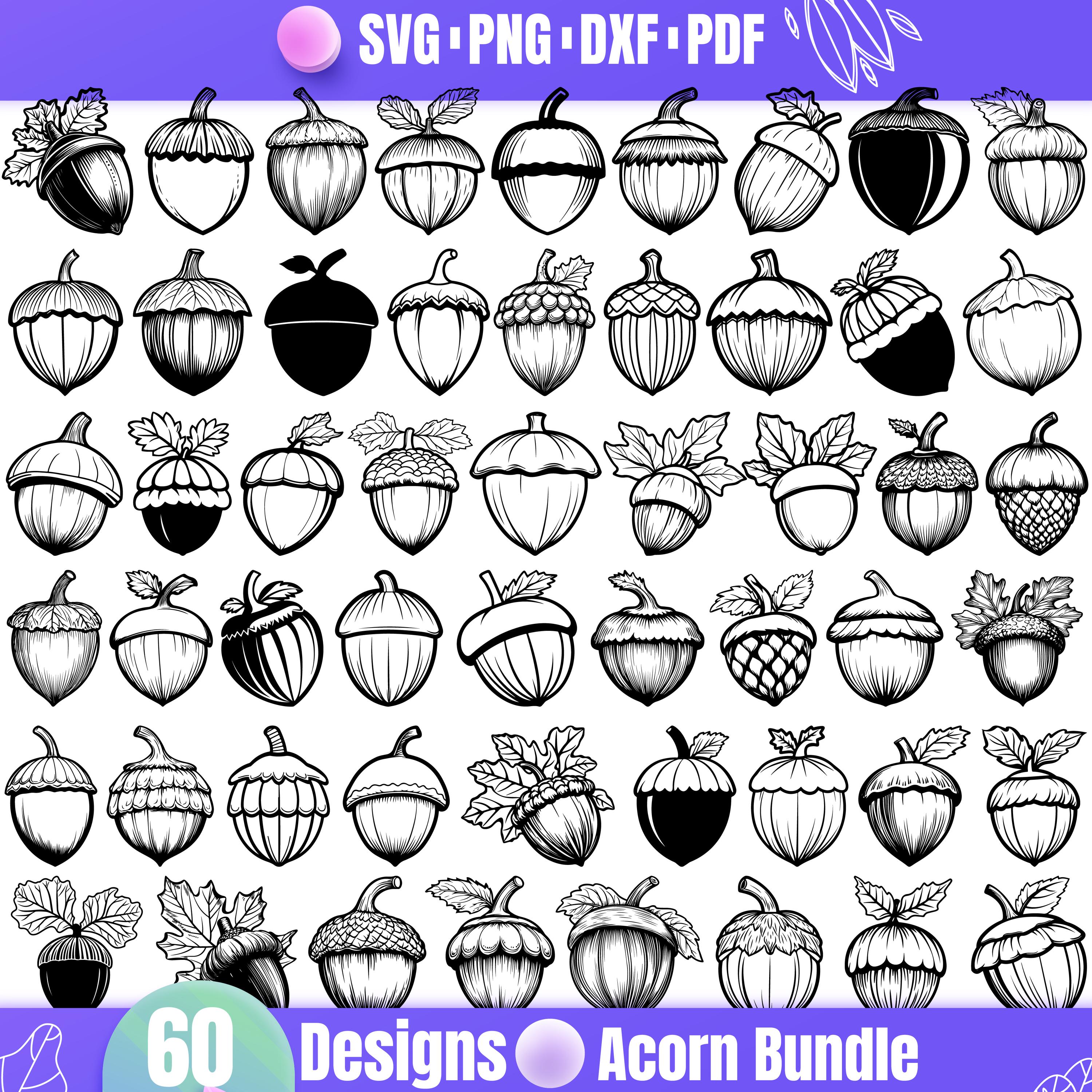 High Quality Acorn SVG Bundle, Acorn Dxf, Acorn Png, Acorn Vector ...