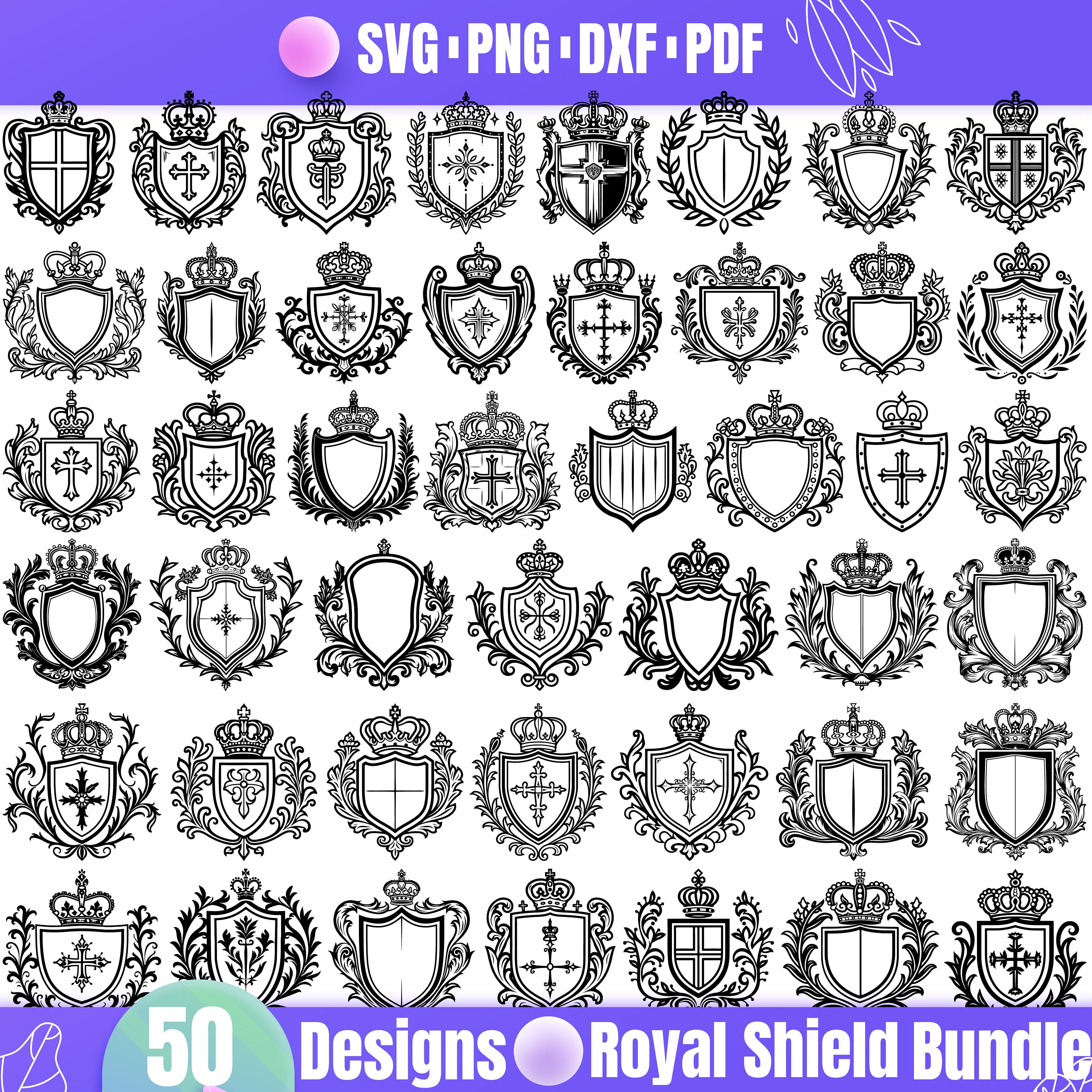 High Quality Royal Shield SVG Bundle, Royal Shield Dxf, Royal Shield Png, Royal Shield Vector ...