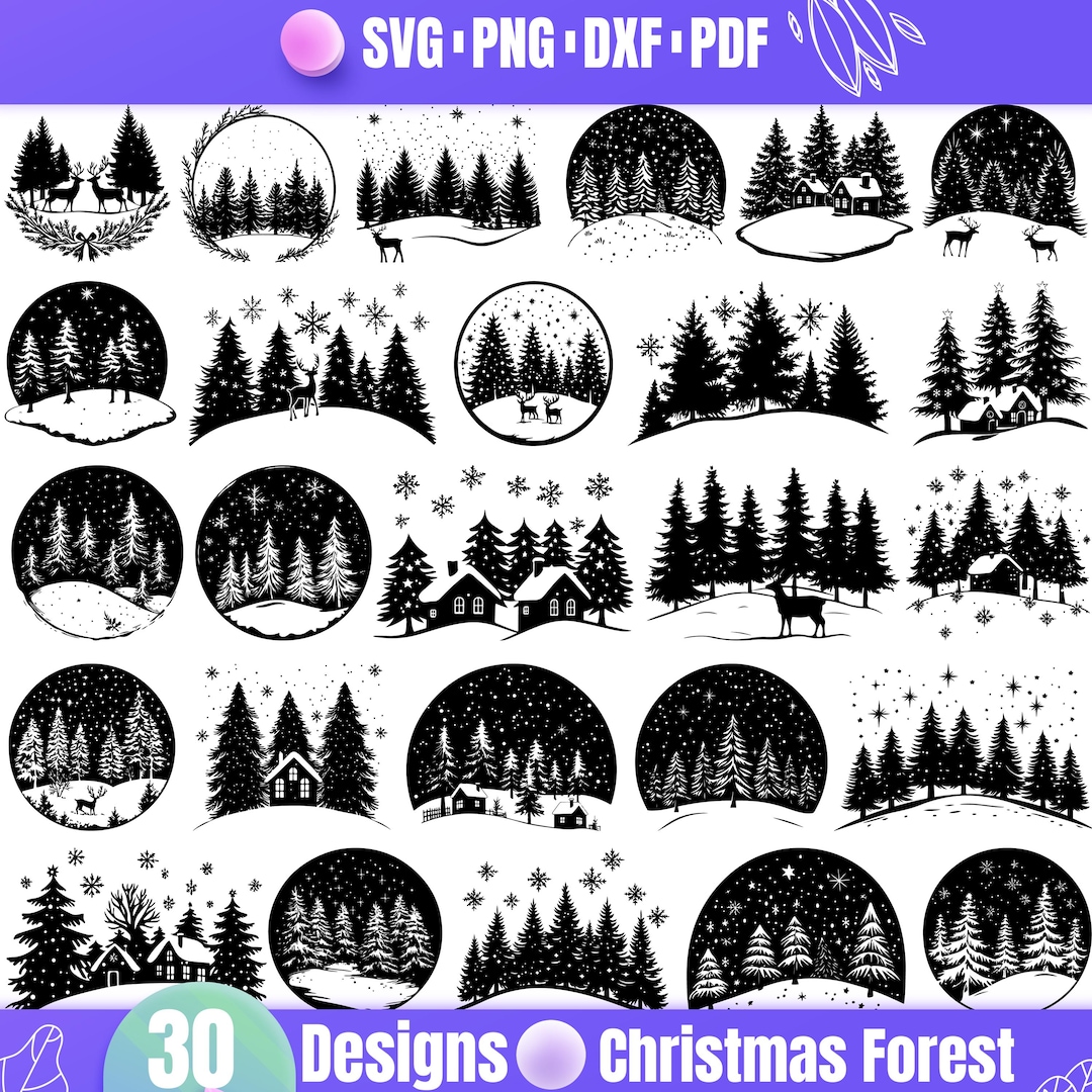 High Quality Christmas Forest SVG Bundle, Winter Forest Svg, Snowy ...