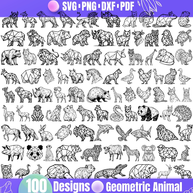 High Quality Geometric Animals SVG Bundle, Geometric Animals Dxf ...