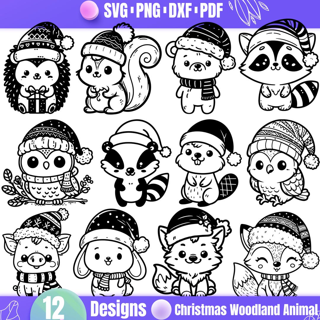 High Quality Christmas Woodland Animals SVG Bundle, Holiday Animals ...