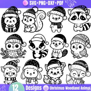 High Quality Christmas Woodland Animals SVG Bundle, Holiday Animals ...