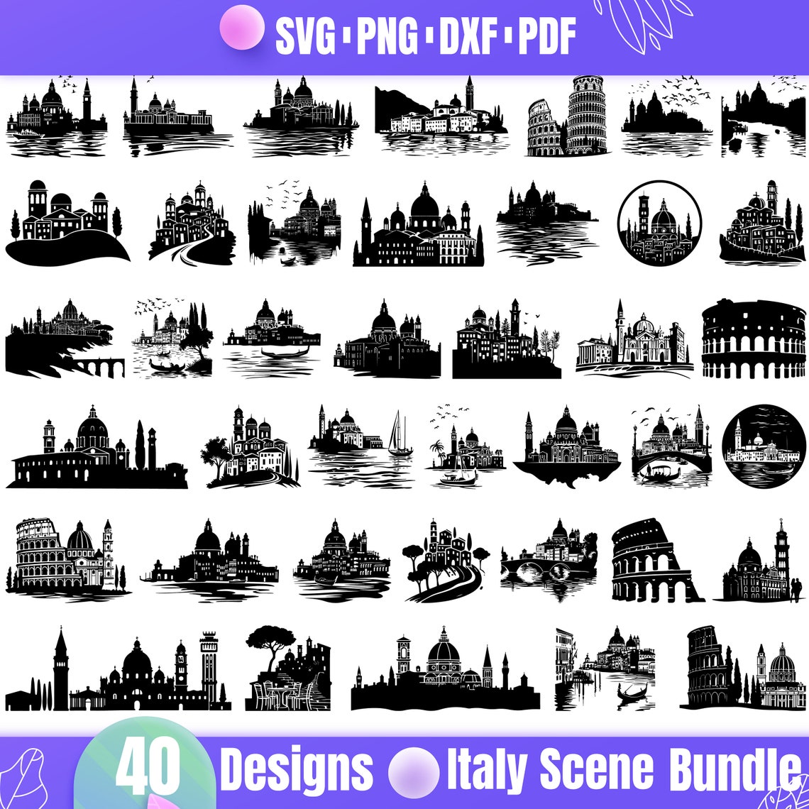 High Quality Italy Scene SVG Bundle, Italy Scene Dxf, Italy Scene Png ...