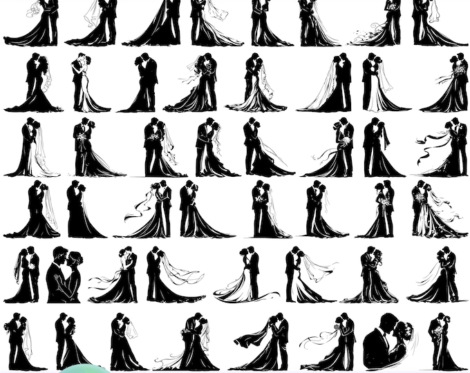 Wedding Couple SVG Bundle Clipart-vector Clip Art Graphics-digital ...