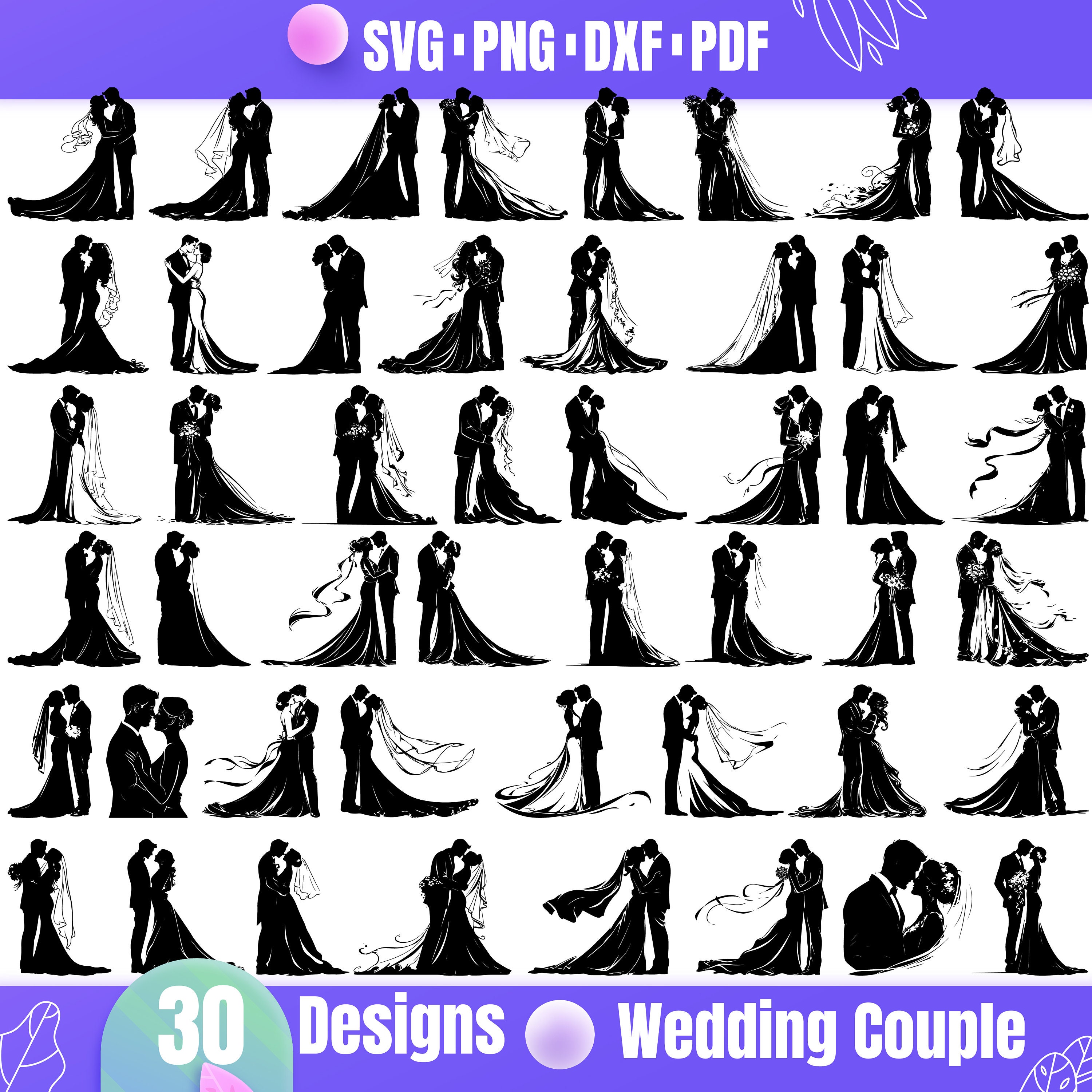 High Quality Wedding Couple SVG Bundle, Wedding Couple Dxf, Wedding ...