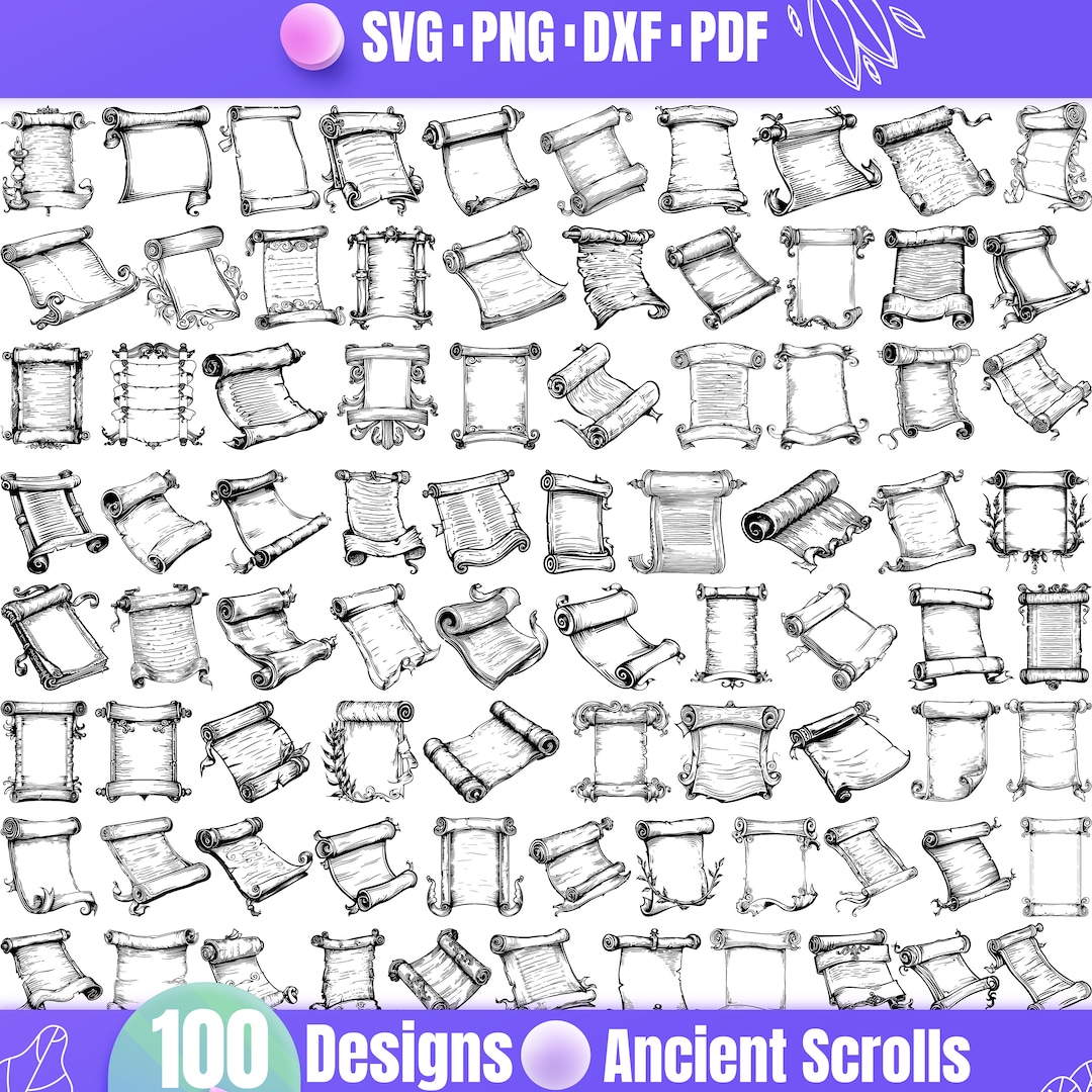 High Quality Ancient Scrolls SVG Bundle, Ancient Scrolls Dxf, Ancient ...