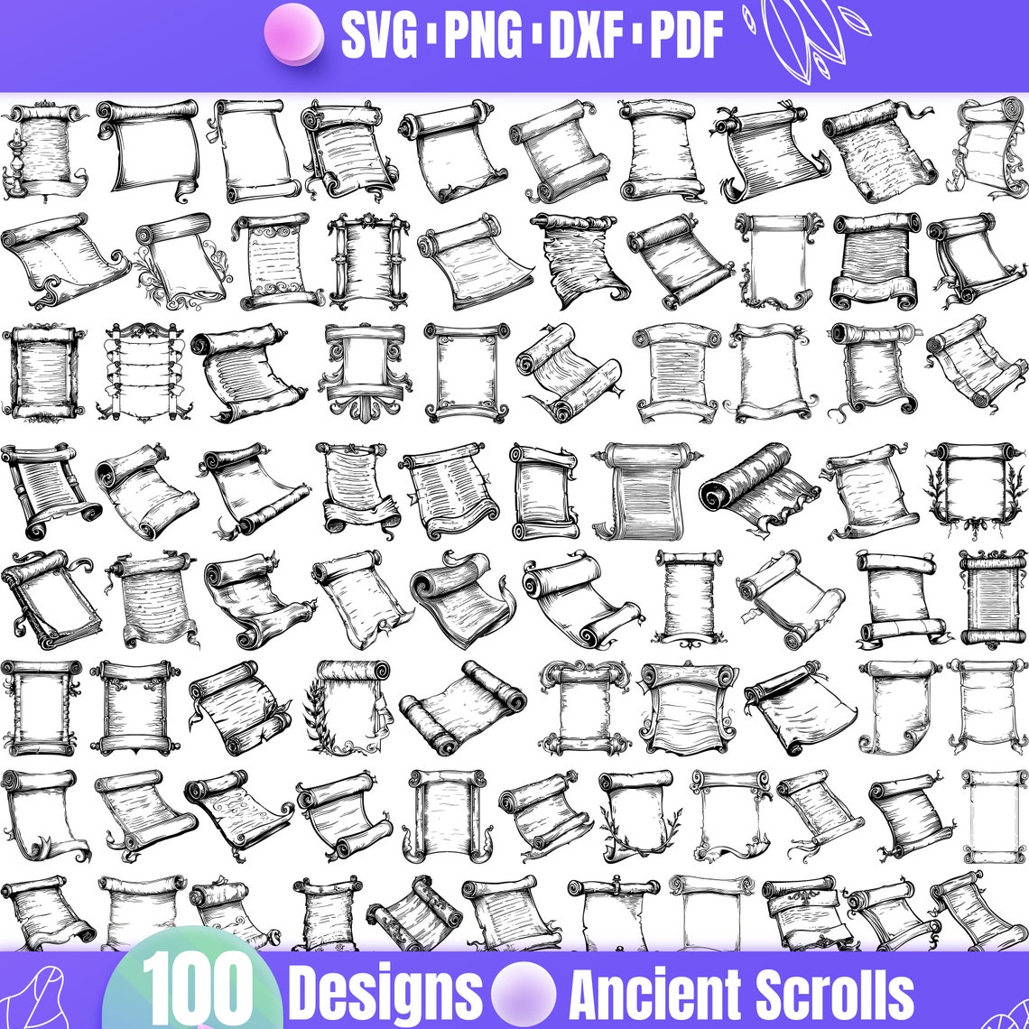 High Quality Ancient Scrolls SVG Bundle, Ancient Scrolls Dxf, Ancient ...