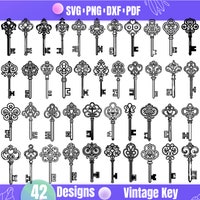 House Key SVG Cut Files | Lock Key Ornament PNG | Heart Clipart, Vector ...