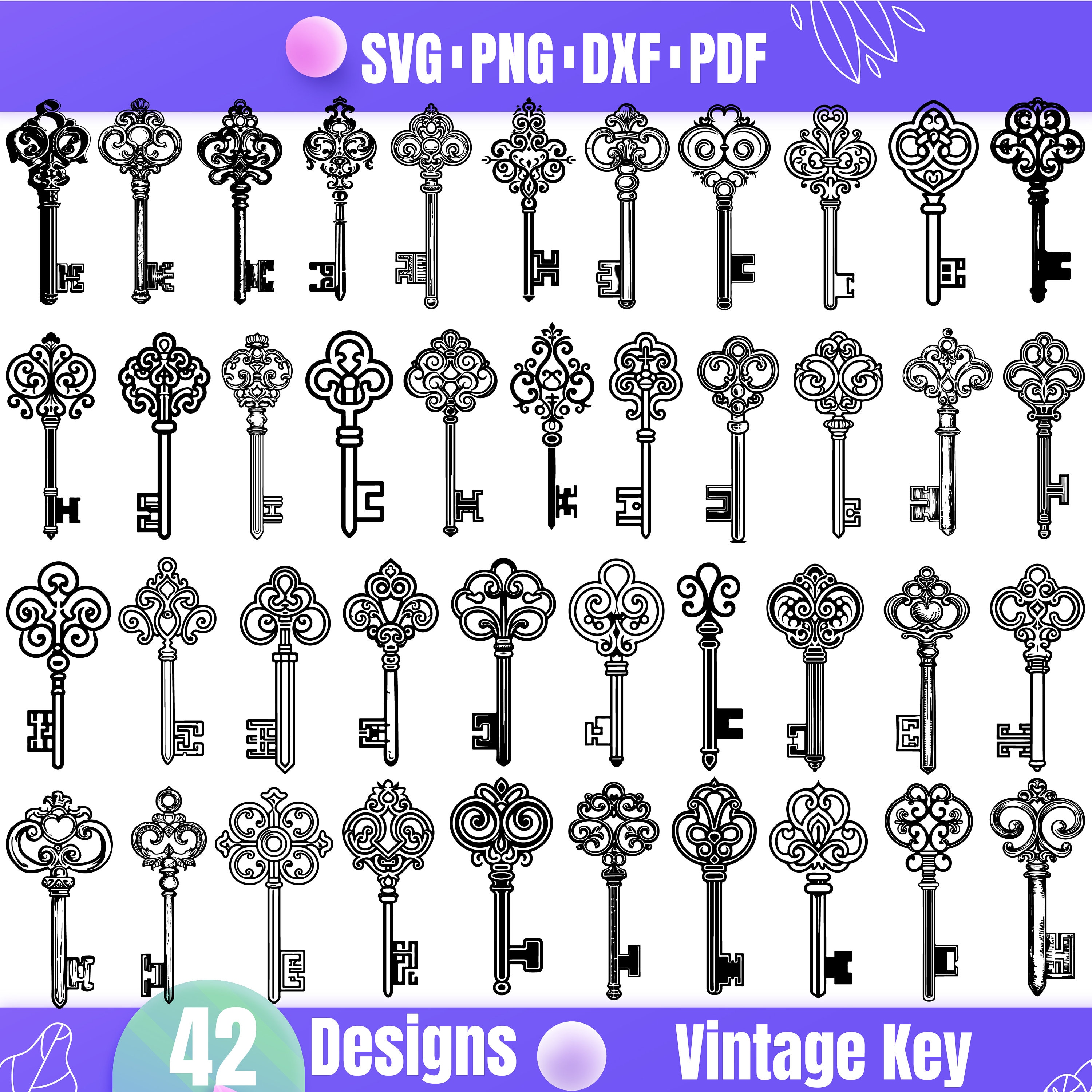 High Quality Vintage Key SVG Bundle, Vintage Key Dxf, Vintage Key Png ...