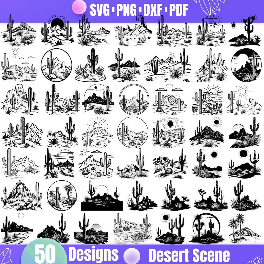 High Quality Desert Scene SVG Bundle, Desert Scene Dxf, Desert Scene ...